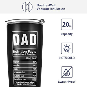 JUDIAN Gifts for Dad - Father's Day and Birthday Tumbler Cup - 20oz Travel Coffee Mug From Daughter or Son