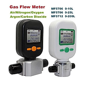 Flow Control Meter MF5706 (0-10L/25L) Gas Mass Flow Meter, MF5712 (0-200L) Compressed Air Nitrogen Oxygen Argon Carbon Dioxide Digital Flowmeter Used in Petroleum,Food, Etc. (Color : MF570