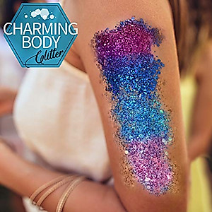 48 Boxes Glitter Set, 24 Boxes 5g Fine Glitter&24 Boxes Holographic Chunky Glitter Sequins, Iridescent Glitter Flakes for Nail Art,Eyeshadow,Cosmetic,Makeup. Body Face Glitter for Festival, Halloween