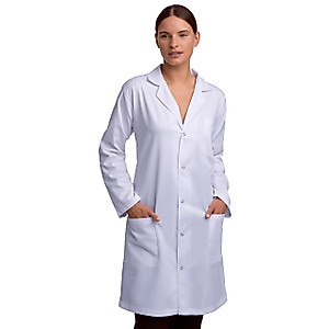 Professional Unisex 100% Cotton Lab Coat for Men and Women, Multiple Pockets, Classic Fit, Snap Closing, 40" Length (L)
