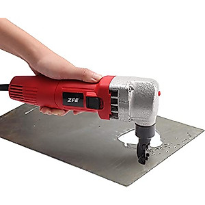 Electric Metal Nibbler, ZFE 380W Electric Sheet Steel Nibbler Metal Shear with 1700RPM High Speed Rotor for Cutting Stainless Steel, Aluminium, Plastic