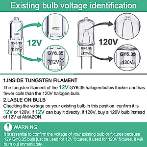 GY6.35 Halogen Light Bulbs 12 Volt 35 Watt, 12 Pack 2 Pin GY6.35 Base Bulb, Replacement T4 Tubular JCD Type Bulb for Ceiling Lights, Table Lamp, Chandelier, 2700K Warm White, Dimmable