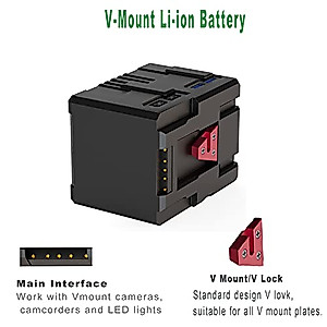 Palowextra 12500mAh 185Wh V Mount/V-Lock Battery with Dual D-Tap & USB Port with v Mount Charger for Sony HDCAM, XDCAM, Digital Cinema Cameras,DSLR BMPCC 4K, LED Light, Monitor and Other Camcorders