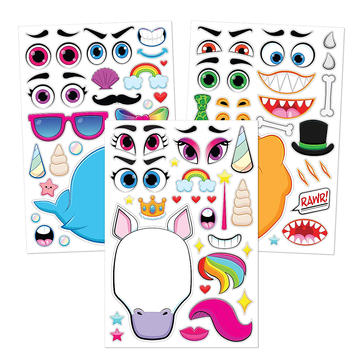 JOYIN 36 PCS 9"x6" Make a face Stickers for Kids, Make Your Own Animal Mix and Match Sticker Sheets with Safaris, Sea and Fantasy Animals Kids Crafts Party Favors Goodie Bags Stuffers for Kids