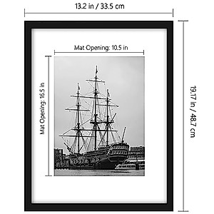 PEALSN 12x18 Picture Frame, Display Pictures 11 x 17 with Mat or 12 x 18 Without Mat for Wall Mounting Display, Photo Frames, Black.