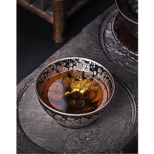 Ycc ice Ceramic Tea Cup, 4 OZ/120ml, Japanese Tenmoku/Jianzhan, Chinese Handmade Tea Cup, Asian Tea Cups, Asian Tea Cups No Handles