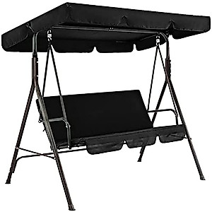 BTURYT Outdoor Porch Swing Canopy Waterproof Top Cover Set, Swing Canopy Replacement, Windproof Waterproof Anti-Uv Top Cover Swing Seat Cushion Cover(top Cover + Chair Cover)