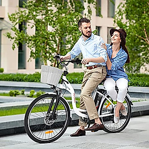PEXMOR Electric Bike for Adults, 350W (Peak 500W) City Commuter Ebike w/36V 12.5AH Removable Battery, 26" Cruiser Electric Bicycle 6-Speed | Dual Shock Absorber, Complies to UL2849