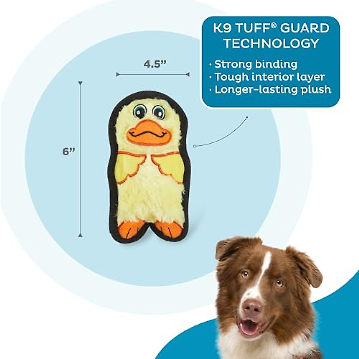Outward Hound Durablez Tough Plush Squeaky Dog Toy, Duck, Yellow, XS