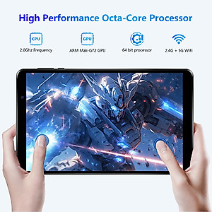 HAOVM 8 Inch Tablet, Android OS, Octa-Core Processor 2.0Ghz, 4GB RAM, 64GB ROM 1TB Expand, 5100mAh Battery, IPS HD Display, Built-in GPS, Dual Camera, 5G WiFi, FM, Parental Control, Gray