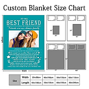 Lcyawer Custom Funny Best Friend Blanket with Photos, Personalized Bestie Blanket Gifts for Women, Birthday Gifts for Female Friends, Unique Long Distance Friendship Presents