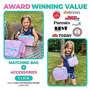 Kids Bento Lunch Box, Meal Prep Containers: Reusable, Leakproof Container Lunch Boxes For Kids & Adults Lunches, 4 Compartment - School, Daycare, Portion Control Container Utensils Purple Rainbow