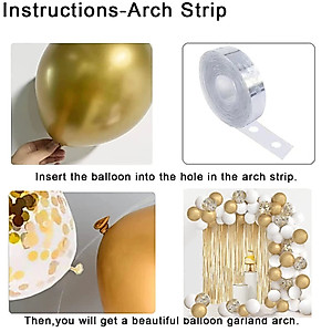 White and Gold Balloon Garland Arch Kit ， White and Gold Party Decorations with 1pcs Gold Tinsel Curtains for Graduation Party New Years Birthday Anniversary