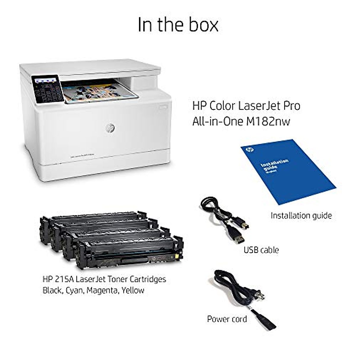HP Color LaserJet Pro M182nw Wireless All-in-One Laser Printer, Remote Mobile Print, Scan & Copy, Works with Alexa (7KW55A)