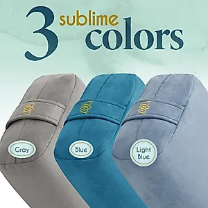 Florensi Yoga Bolster Pillow-Luxurious Velvet Bolster for Restorative Yoga-Large Rectangular Cushion with Carry Handle-Supportive Meditation Cushion-Machine Washable Cover and Carry Handle(Light Blue)