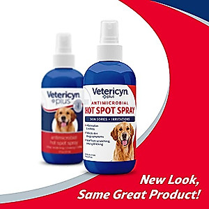 Vetericyn Plus Hot Spot Spray for Dogs Skin Sores and Irritations | Itch Relief for Dogs and Prevents Chewing and Licking at Skin, Safe for All Animals. 8 Ounces