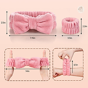 VITEVER 4 Pack Spa Headband for Washing Face with 8 Wristbands, Girl Hair Band, Microfiber Women Headbands, Headband and wrist bands to Skincare, Cosmetic, Shower-White, Brown, Rose Pink, Light Pink