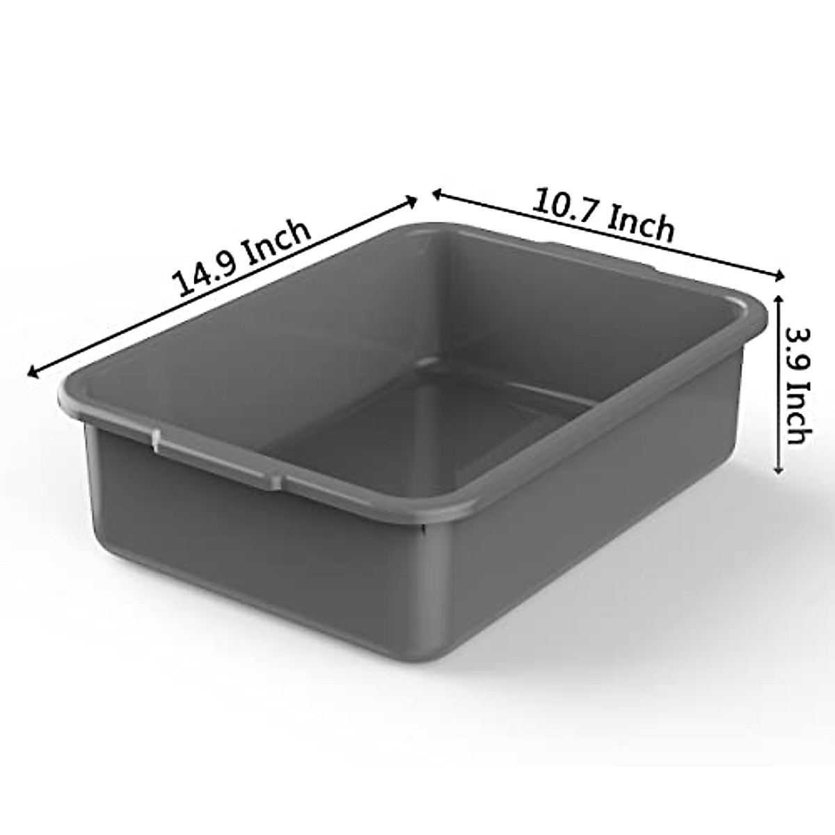 5-Pack Commercial Bus Tubs Box/Tote Box, Plastic Storage with Handles, Wash Basin Tub 8 Liter (Gray)