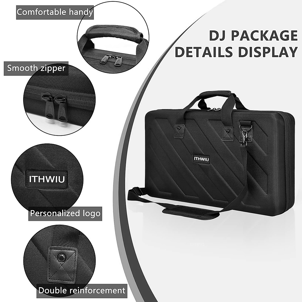 ITHWIU Lightweight Molded Hard Storage Case Fits for Pioneer RX, SX, SX2, SX3, Denon MC7000, FLX6 (L-27.2x 15.7 x 4 Inch)