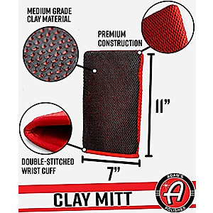 Adam's Polishes Clay Mitt - Medium Grade Clay Bar Infused Mitt | Car Detailing Glove Quickly Removes Debris from Your Paint, Glass, Wheels, & More