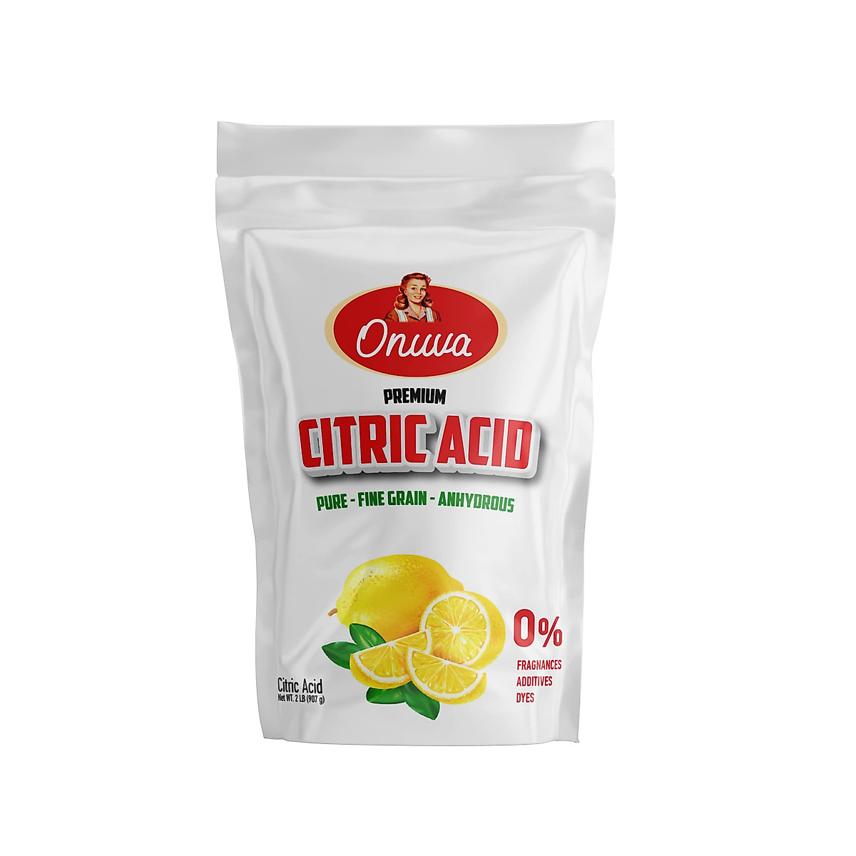 Citric Acid by Onuva | 2 Pound (907 gr) Pure Citric Acid,NON-GMO Project VERIFIED Flavor Enhancer&All-Natural Preservative | Fragrance Free CitricAcid for Bath Bombs,Cooking,Homemade Cleaning Supplies