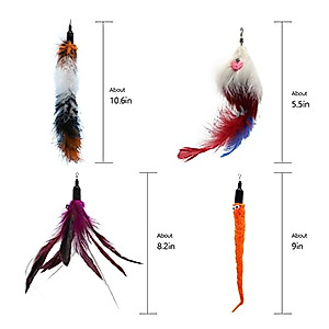 Vovamo 7Pcs Cat Feather Toys Replacement Cat Toy Wand Refills，Cat Wand Soft Furry for Interactive Cat and Kitten，Teaser Refills with Bell for Indoor Cats Kitten