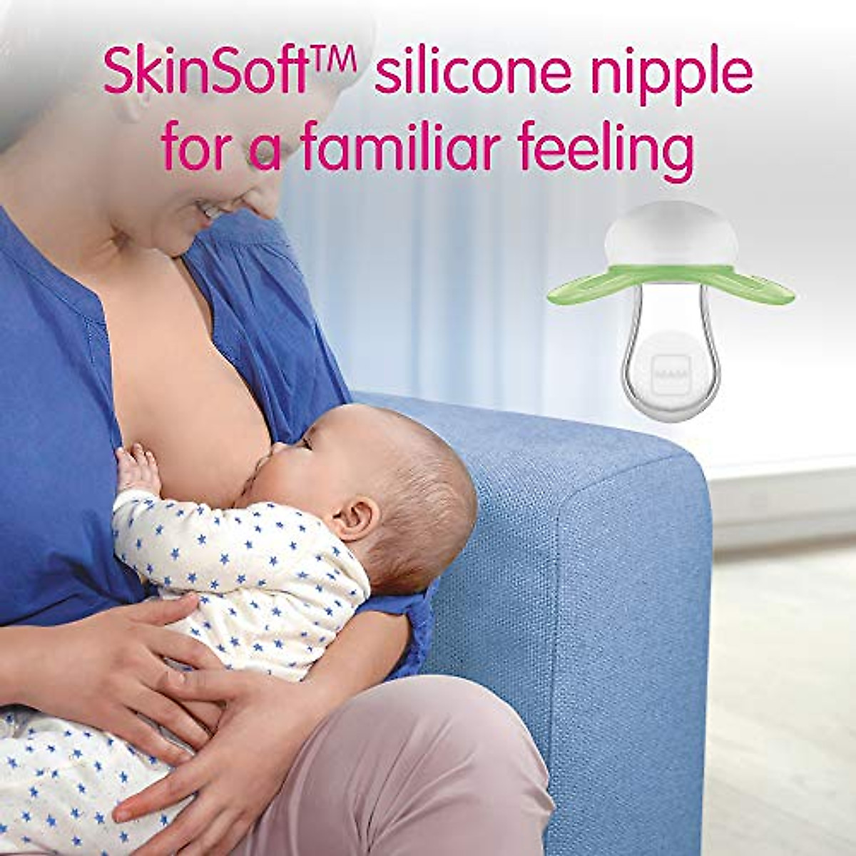 MAM Original Start Newborn Baby Pacifier, Best Pacifier for Breastfed Babies, Sterilizer Case, Girl , 0-3 Months 2 Count (Pack of 1)