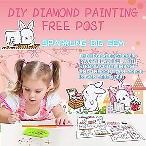 Gldmaoer 5D DIY Diamond Sticker Kids Painting Kit DIY Sticker Digital Diamond Painting Kit 5-12 Years Old Children Boys Girls Art Crafts Set (Bunny Stickers F9)