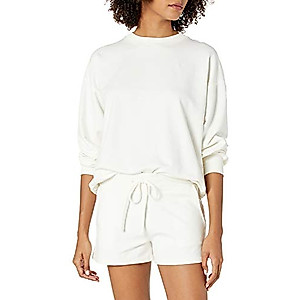 The Drop Women's Margot Loose Long Sleeve Crewneck Drop Shoulder Sweatshirt, Ivory, S
