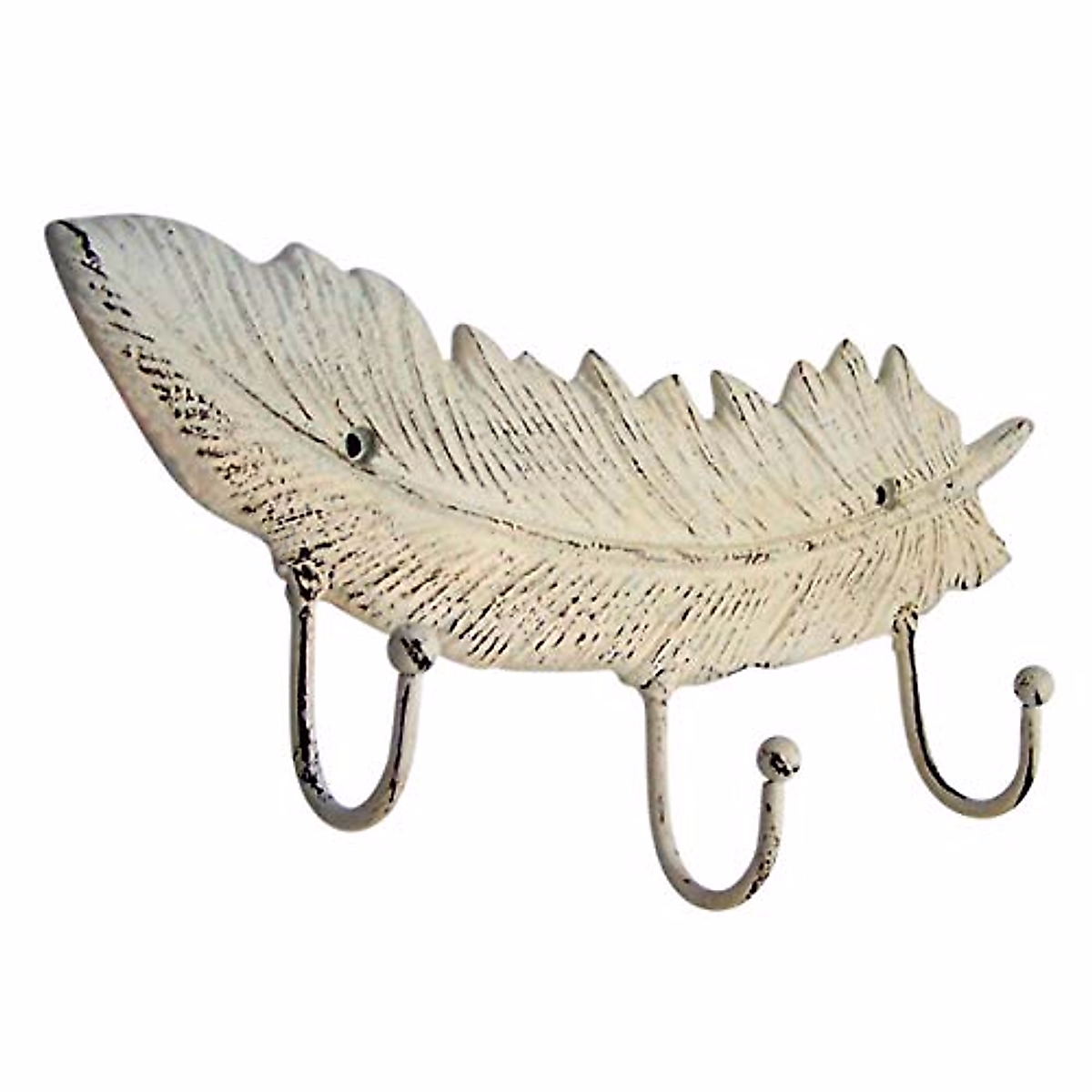 Large Feather Cast Iron Wall Hook, 5 3/4 Inch