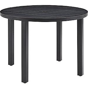 Crosley Furniture Kaplan 42" Round Outdoor Dining Table with Umbrella Hole for Outside Patio, Oil-Rubbed Bronze