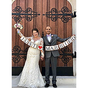 Honbay Just Married Wedding Banner Wedding Decorations Romantic Wedding Photo Props