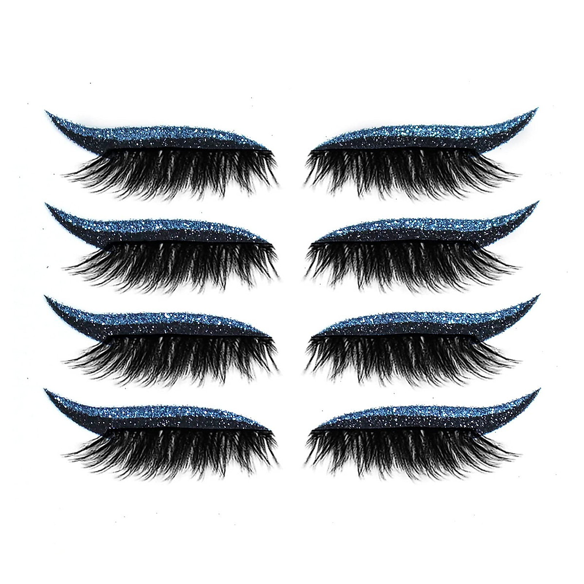 False Eyelashes Fake Mink Lashes 4 Pairs/Set Eyeliner Sticker Reusable Colorful Beauty Fashion Eyelid Line Sticker Eyelash Extension Kit Natural Eye Fake Lashes for Women's Make Up -Black