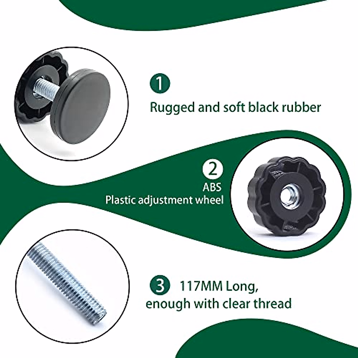 4 Pack 8MM Baby Gate Threaded Spindle Rod, Replacement Hardware Parts Kit for Pet & Dog Pressure Mounted Safety Gates - Extra Long Wall Mounting Accessories Screws Rods Adapter Bolts Black