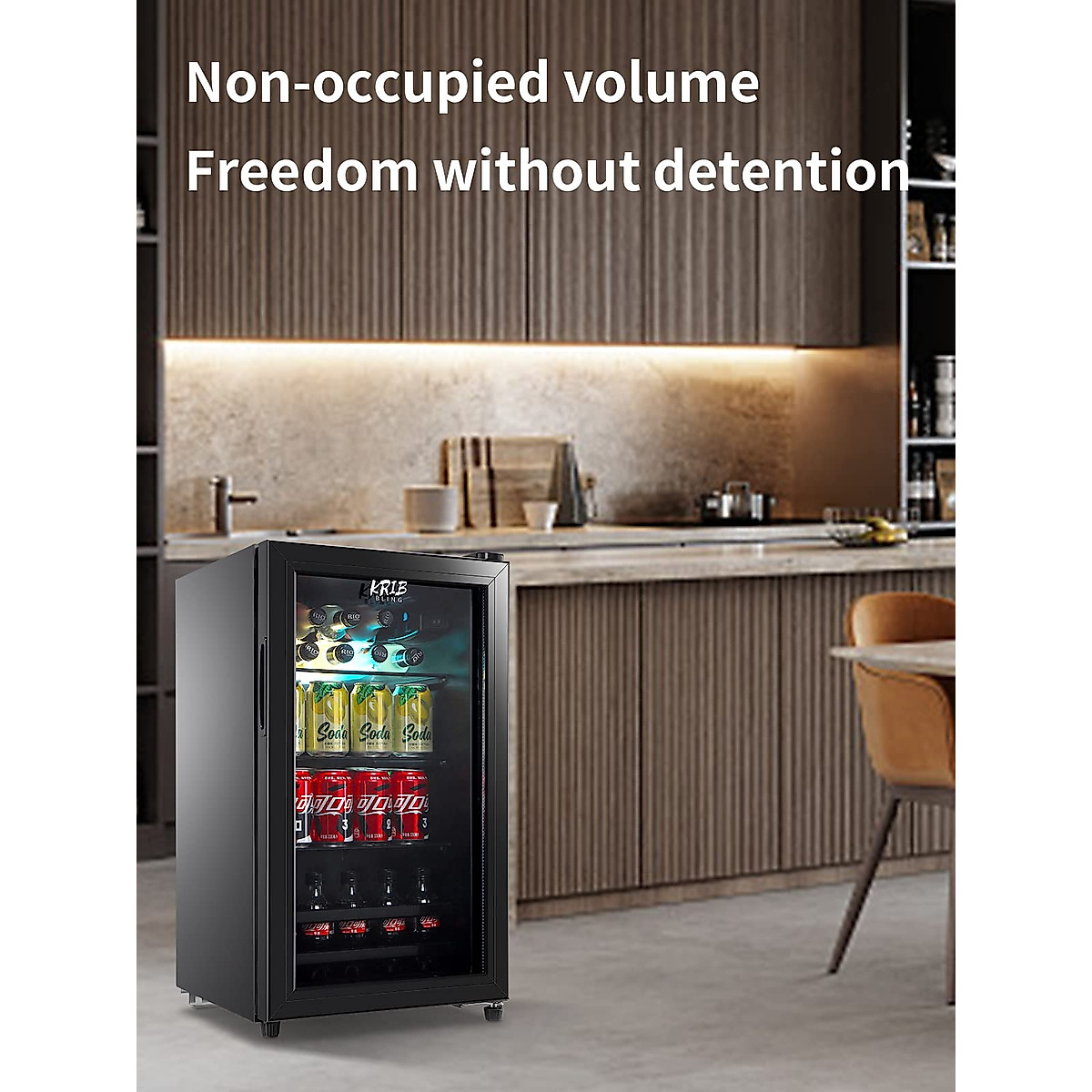 KRIB BLING Beverage Refrigerator Cooler 120 Can Freestanding Beverage Cooler with Adjustable Shelving Glass Door for Beer Soda or Wine for Home Office or Bar