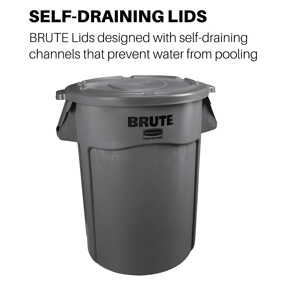 Rubbermaid Commercial Products BRUTE Heavy-Duty Trash/Garbage Can Lid, Gray, Compatible with 55-Gallon BRUTE Container, Pack of 3