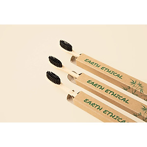 [10 Pack] Biodegradable Bamboo Toothbrushes - Soft Charcoal Infused Bristles for Cleaner Teeth - Sustainable Wooden Toothbrush - Natural Toothbrush That Lasts - Travel Case Included, BPA-Free