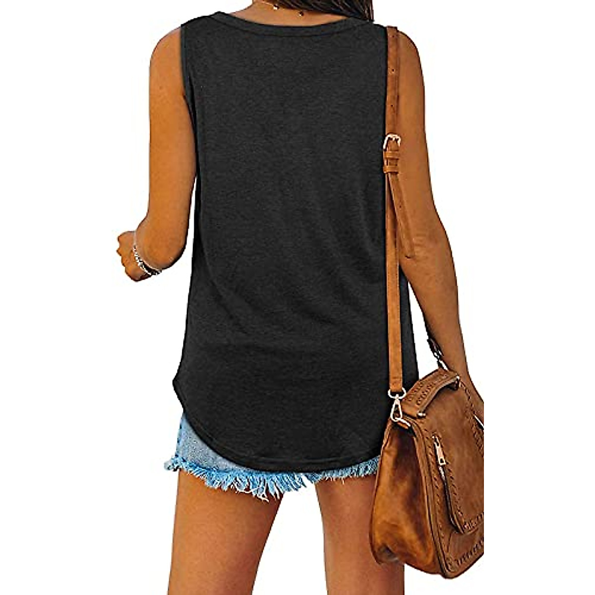 DADAB Womens Tank Tops V Neck Sleeveless Flowy Loose Fit Casual Shirts Clothes Cami Blouse 2X Black