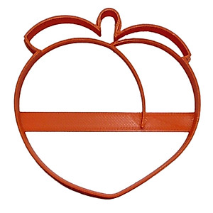 PEACH FRUIT JUICY FOOD DETAILED WITH STEM LEAVES COOKIE CUTTER MADE IN USA PR4855