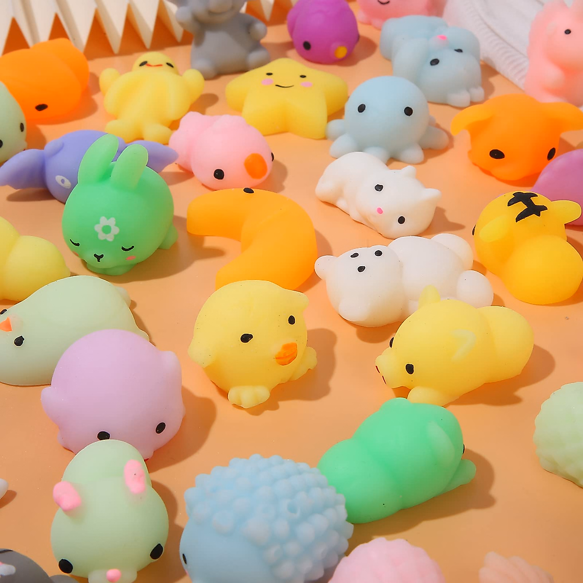 Bingcute 72 pcs Mochi Squishy Toys, Kawaii Squishy Animals for Party Favors Classroom Prize Pinata Easter Fillers Fidget Toys Pack Bulk Squishies Toys