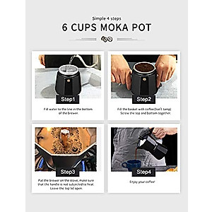 Yabano Stovetop Espresso Maker, 3 Cups Moka Coffee Pot Italian Espresso for Gas or Electric Ceramic Stovetop, Italian Coffee maker for Cappuccino or Latte