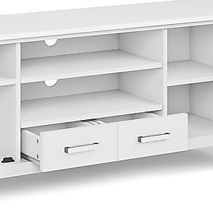SIMPLIHOME Kitchener SOLID WOOD 60 Inch Wide Contemporary TV Media Stand in White for TVs up to 65 Inches, For the Living Room and Entertainment Center