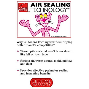 Prime-Line Products T 8752 Self-Adhesive Pile Weatherstrip for Windows & Doors, 18 ft., Grey, Owens Corning