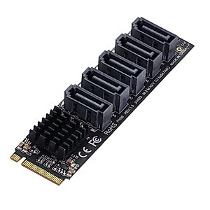 Chenyang M.2 NGFF NVME M-Key PCI Express to SATA 3.0 6Gbps 5 Ports Adapter Converter Hard Drive Extension Card JMB585 2280