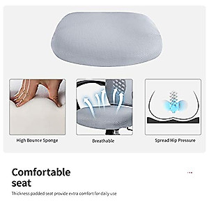 Home Office Chair Mid Back PC Swivel Lumbar Support Adjustable Desk Task Computer Ergonomic Comfortable Mesh Chair with Armrest (Grey)