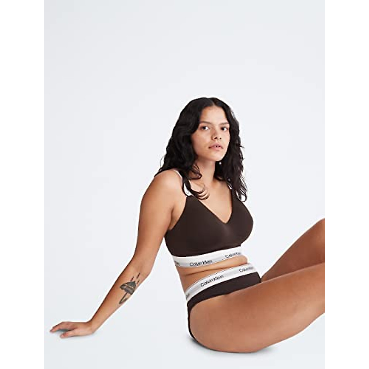 Calvin Klein Women's Modern Cotton Naturals Lightly Lined Wireless Bralette, Woodland, Medium