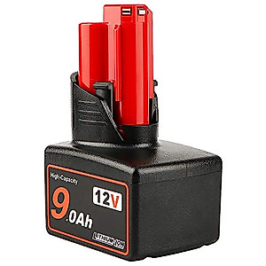 DKSIDKN M12 12V 9.0Ah Lithium-ion Replacement Battery Compatible with Milwaukee XC 48-11-2440 48-11-2402 48-11-2411 12-Volt M12 Cordless Tools