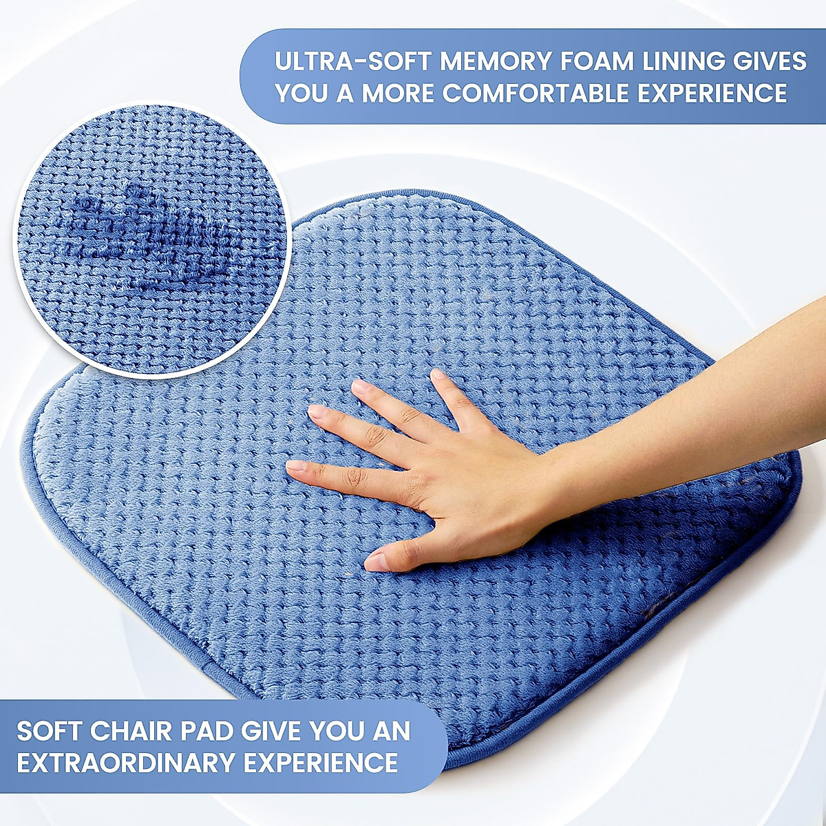 BSAOUTZ Memory Foam Dining Chair Cushions Set of 4, Non Slip Biscuit Cushion for Desk Chair, Washable Soft Kitchen Chair Cushions, Stay in Place Backing Seat Pad Cushion, 16" x16" Blue