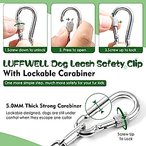 Dog Collar Backup Clip, Chew Proof Double Ended Backup Metal Safety Clasp Pet Dog Leash Connector, Heavy Duty Chain Safety Clip for Prong Collar, Dog Harness, Pinch Collar, Gentle Lead with Carabiner