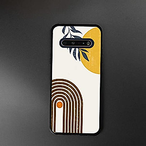 valuect lisment Compatible with LG V60 ThinQ 5G Case, Minimalist Abstract Art Aesthetic Boho Rainbow Sun Moon Leaves for LG Case Women Men, Trendy Silicone Bumper Case for LG